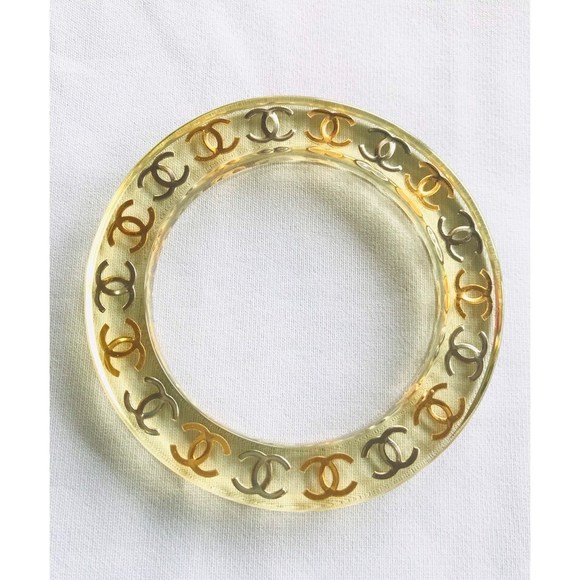 CHANEL | Jewelry | Chanel Vintage Resin Bangle Bracelet With Gold And ...
